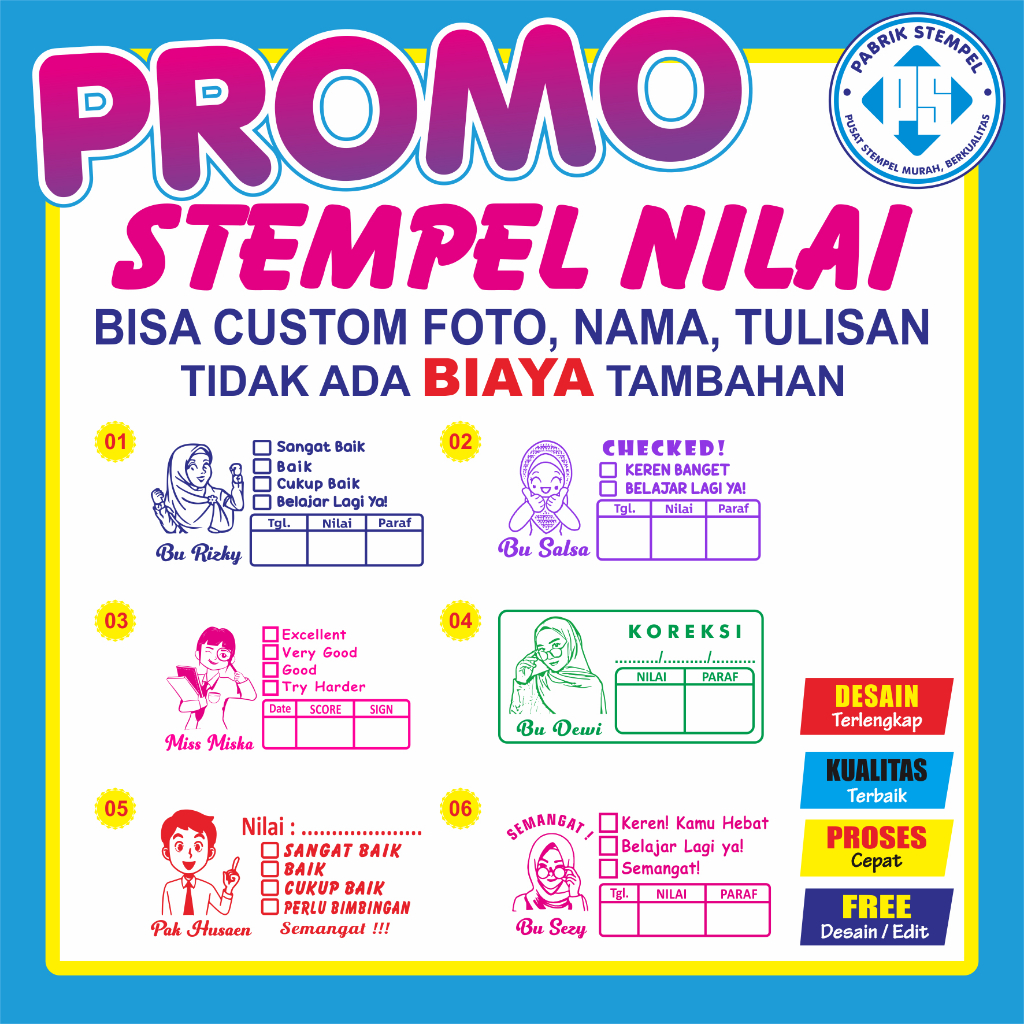 Jual Stempel Nilai Guru / Penilaian / Koreksi / Checked / Reward ...