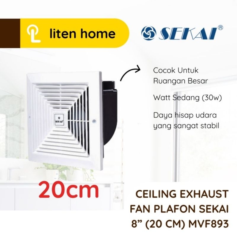 Jual Sekai Mvf893 Mvf 893 Ceiling Exhaust Fan Kipas Angin Plafon Kamar Mandi Ruang Tamu