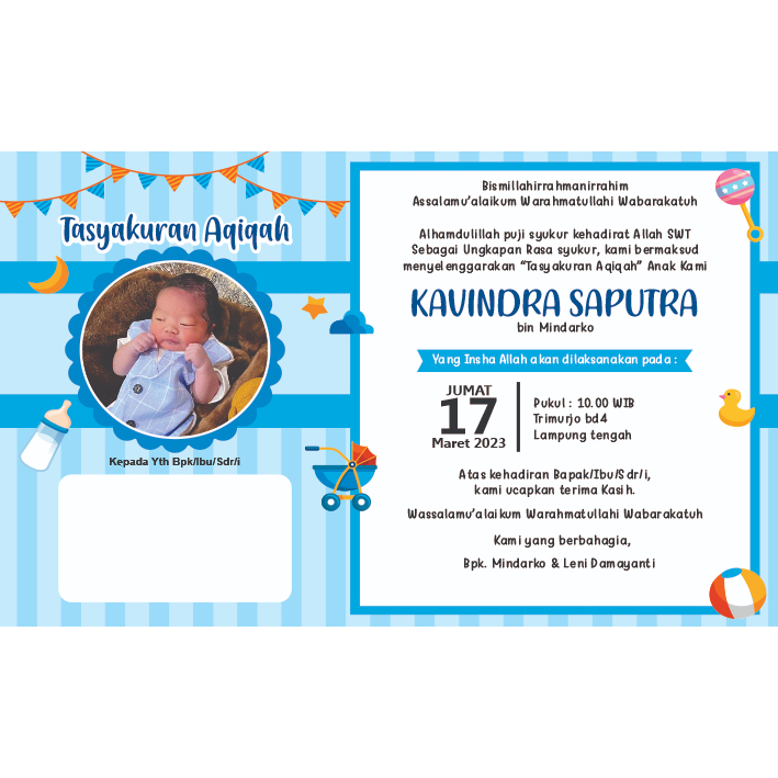Jual Undangan Punjungan aqiqah / Kartu Punjungan aqiqah / Kartu Besek ...