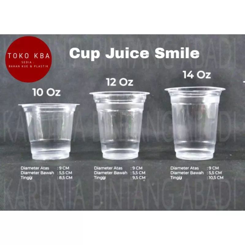 Jual Cup gelas juice Smile minuman plastik bening 12 oz ( 1 Dus ) Tanpa ...