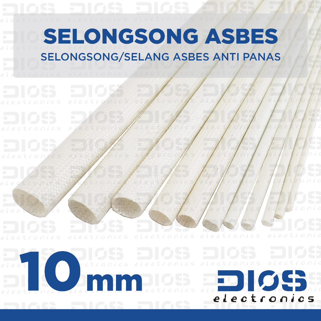 Jual Selang Asbes Selongsong Kabel Anti Panas Putih 10 mm eceran per pc ...