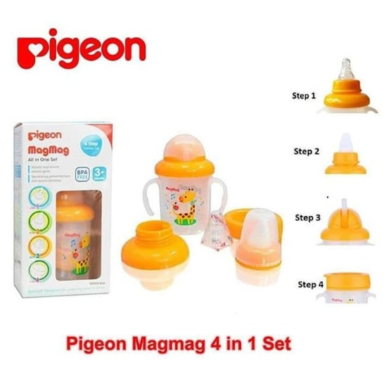 Jual PIGEON Magmag Mag-Mag All In One Set Gelas Botol Minum Anak Bayi Feeding Training Straw Cup ...