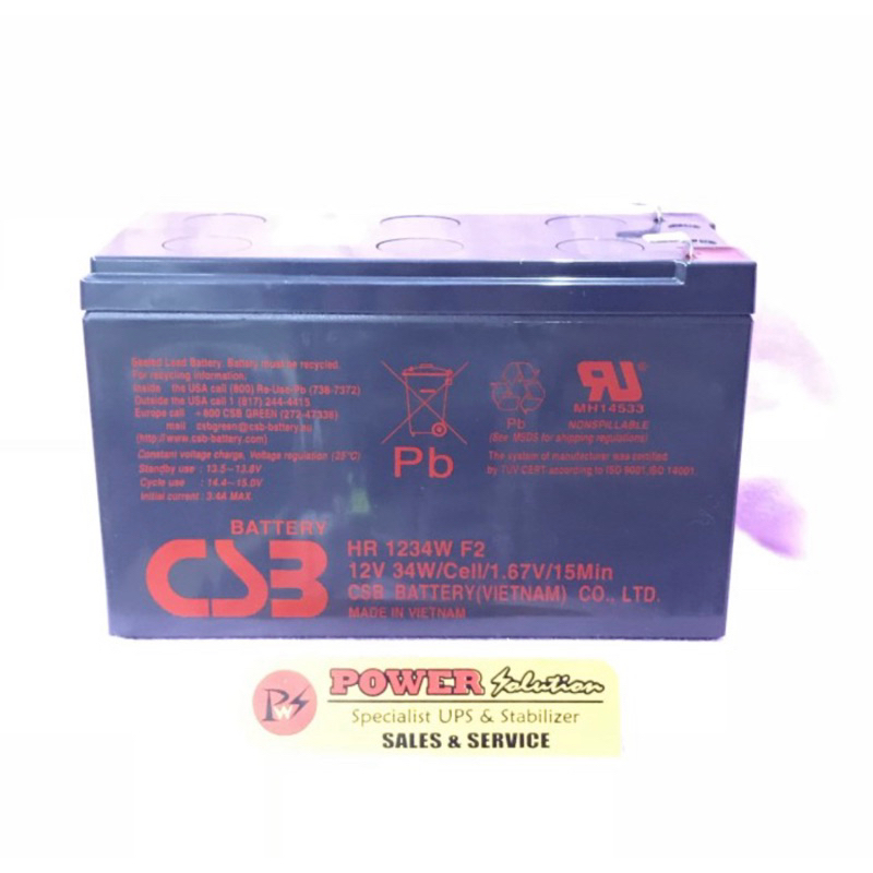 Jual Baterai Aki kering Battery CSB HR 1234W F2 12V 34W/Cell/1.67v ...