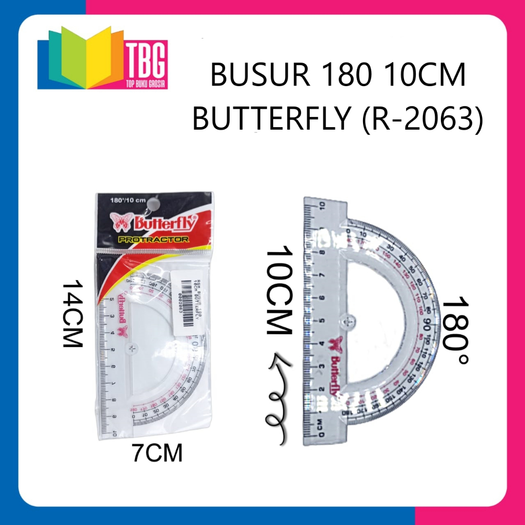 Jual 1 PCS BUSUR 180 10CM BUTTERFLY / PROTRACTOR 180 DERAJAT (R-2063 ...