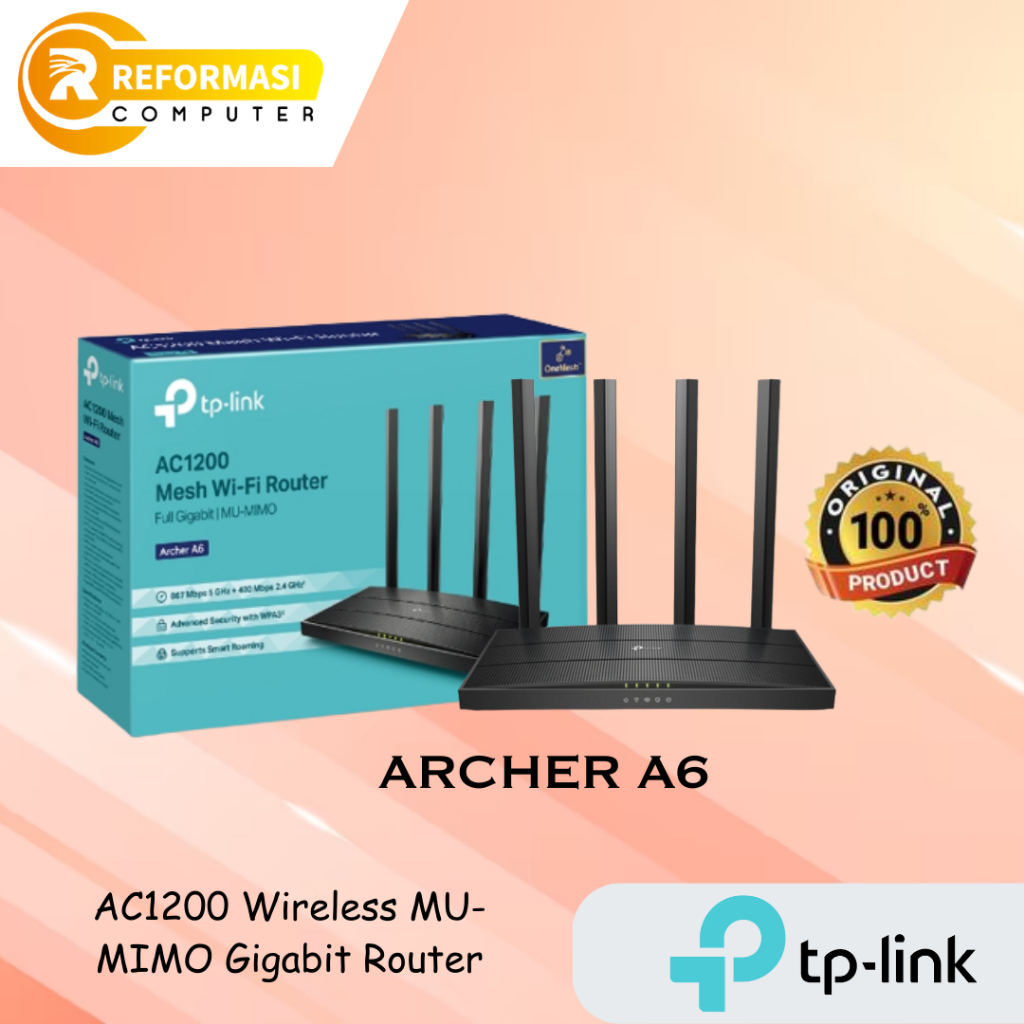 Jual TP-LINK ARCHER A6 AC1200 Wireless MU-MIMO Gigabit Router TP-LINK ...