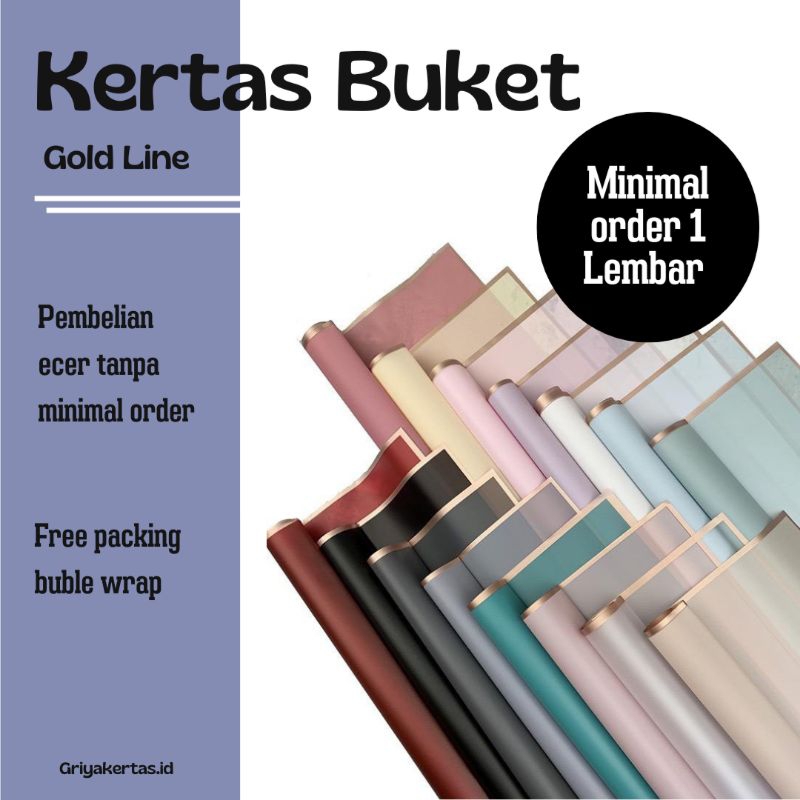 Jual Kertas Buket Bunga | Kertas Buket Gold Line | Floral Wrapping ...