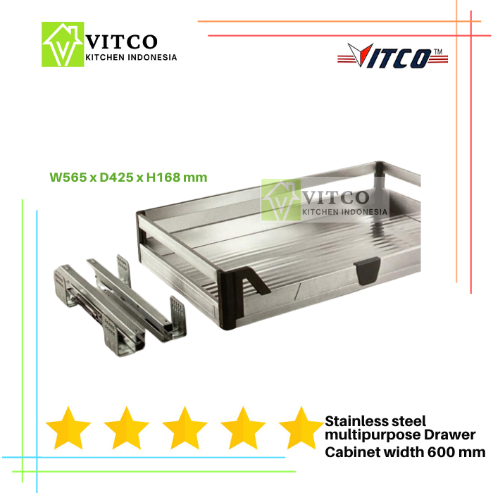 Jual VITCO Stainless steel Drawer Pull out / Rak Panci Soft Close serbaguna | Shopee Indonesia