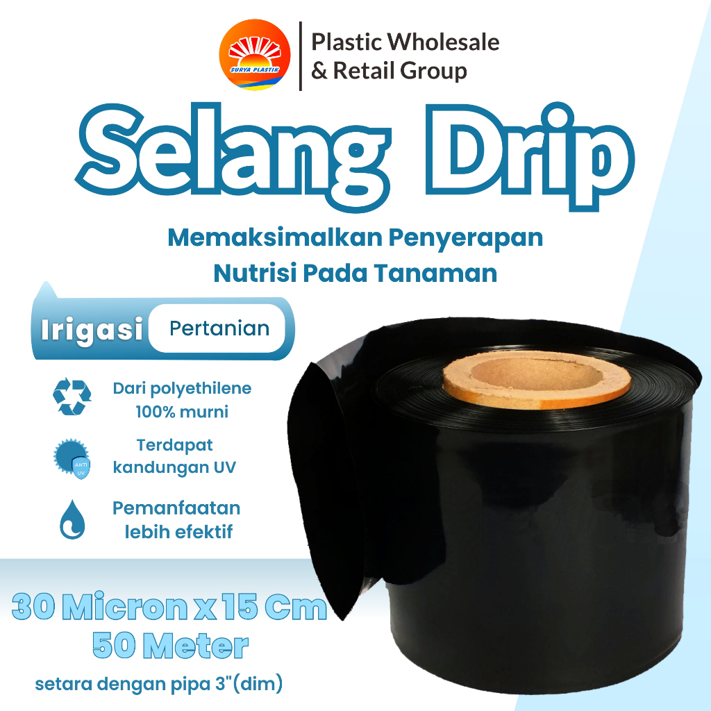 Jual Selang Drip 30 micron 3 dim 50 meter - 3 inch | Shopee Indonesia