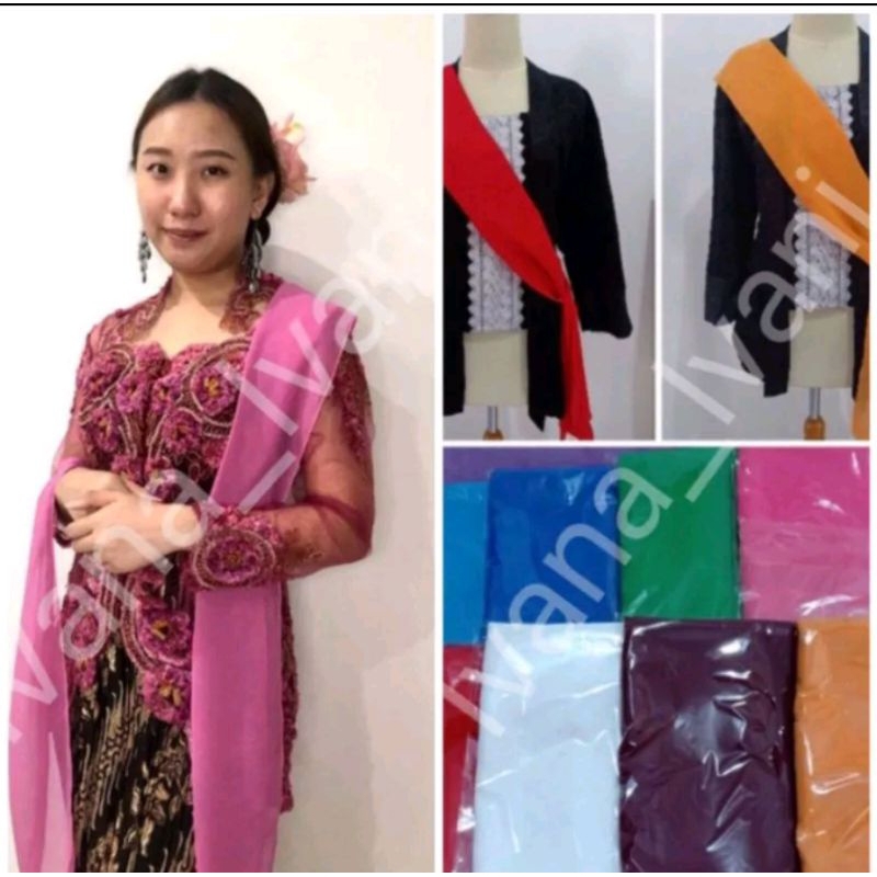 Jual Selendang Kebaya Chiffon polos ,pinggiran neci ,Halus ,Murah ...