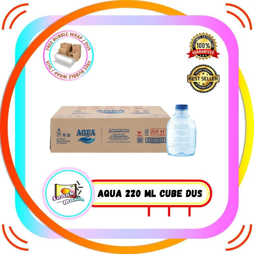 Jual AQUA Air Mineral 220 ml DUS 24 Botol Mini CUBE | Shopee Indonesia