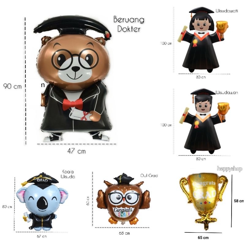 Jual Balon Wisuda Kelulusan Graduation Baloon Piala Toga Graduation ...