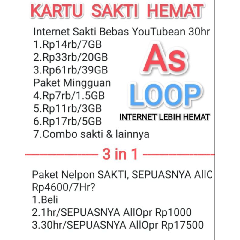 Jual KARTU SAKTI COMBO BEBAS YOUTUBE + TELPON SAKTI UNLIMITED 17K / 23K ... Jual KARTU SAKTI COMBO BEBAS YOUTUBE + TELPON SAKTI UNLIMITED 17K / 23K ...