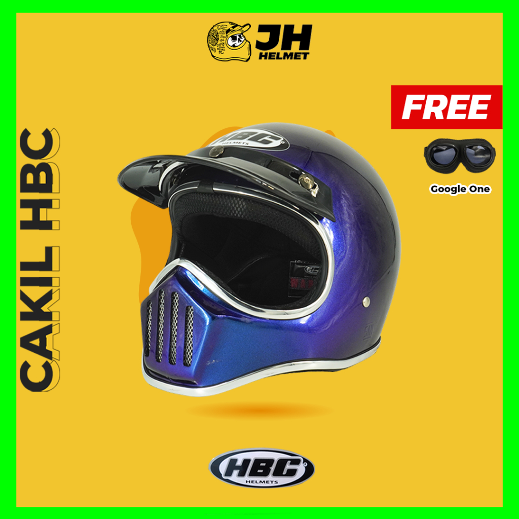 Jual Helm Cakil HBC List Chrome Rainbow Bunglon + FREE GOGGLE | Helm ...