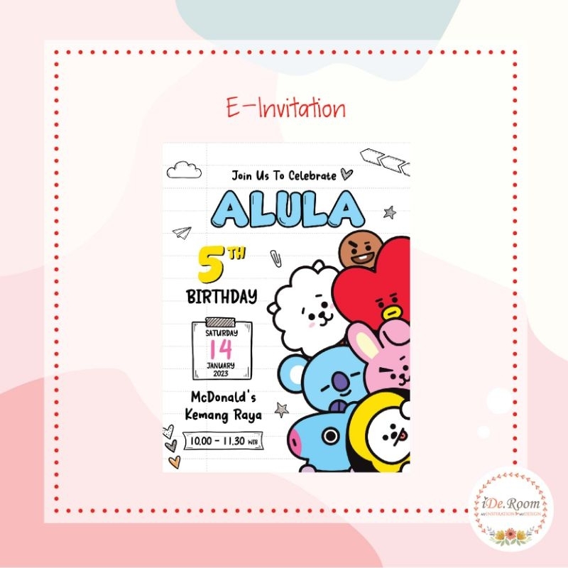 Jual Undangan Digital BT21 Template / E-invitation by Ide.room | Shopee ...