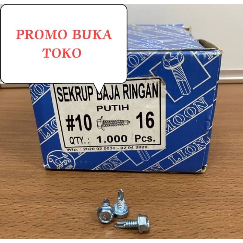 Jual Baut Rofing Baja Ringan merek Moon lion 10X16 Original (L ...