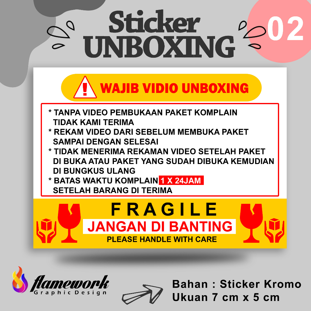 Jual Stiker Video Unboxing / Stiker Unboxing / Sticker Fragile / Stiker ...