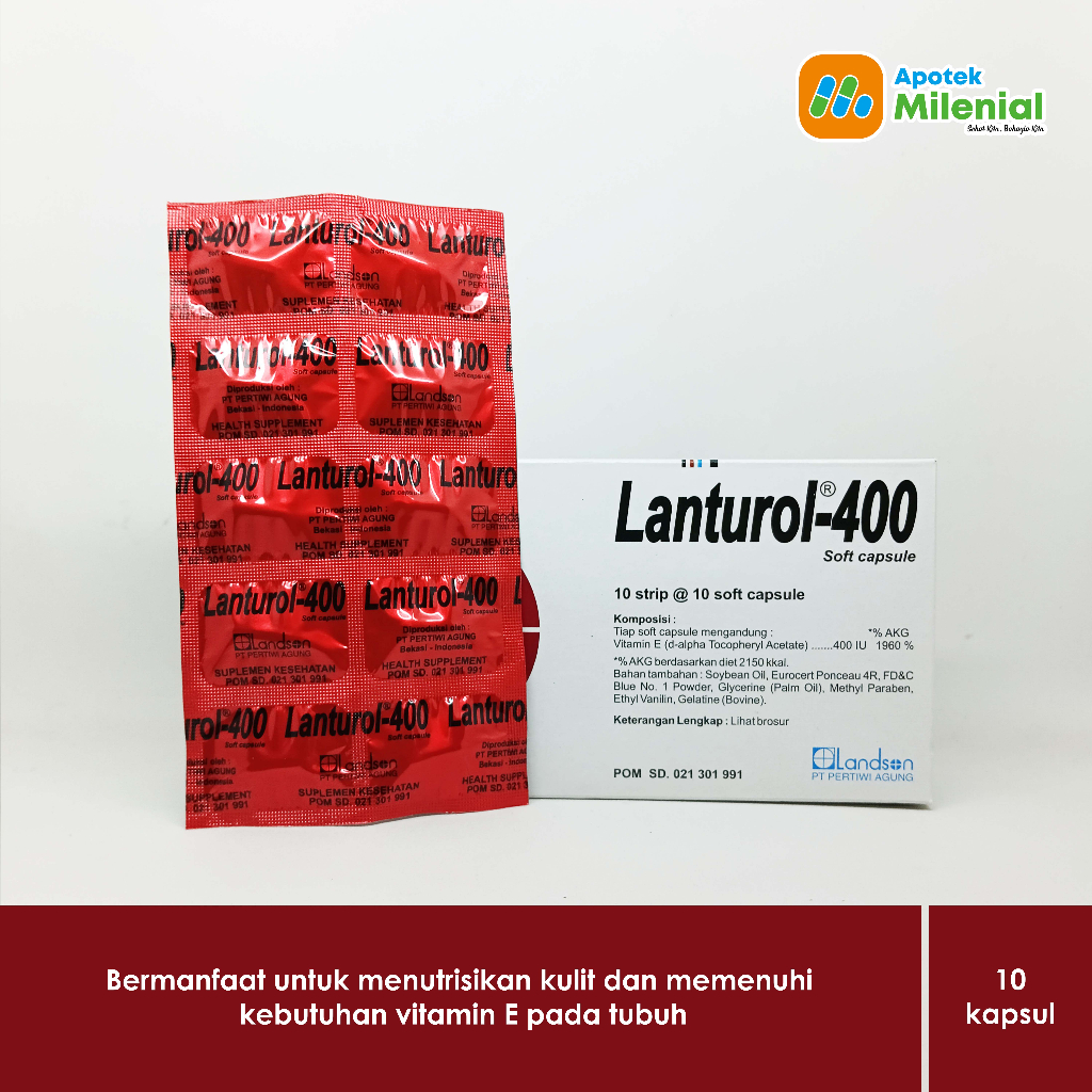 Jual Lanturol Vitamin E 400 IU Harga Perstrip / Vitamin E 400 IU ...