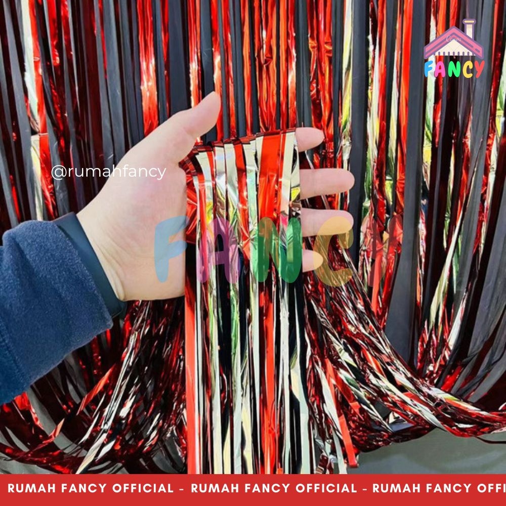 Jual Foil curtain IMPORT 2 METER X 1 METER merah putih / tirai foil ...