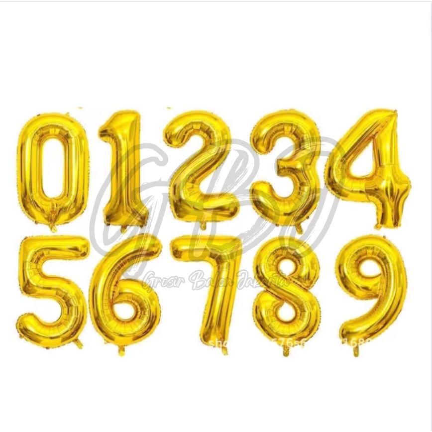 Jual Balon Foil Angka BESAR - 80cm (Gold, Silver, Rosegold, Hitam ...