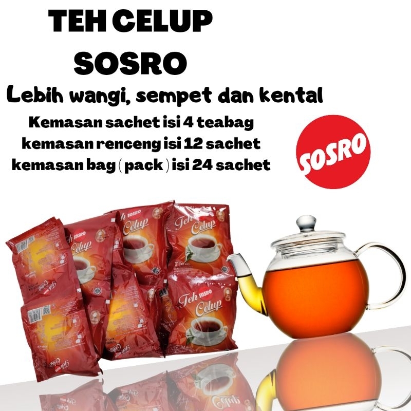 Jual TEH SOSRO TEH CELUP SOSRO KEMASAN RENCENG 10PC TEH SOSRO BLACK TEA ...