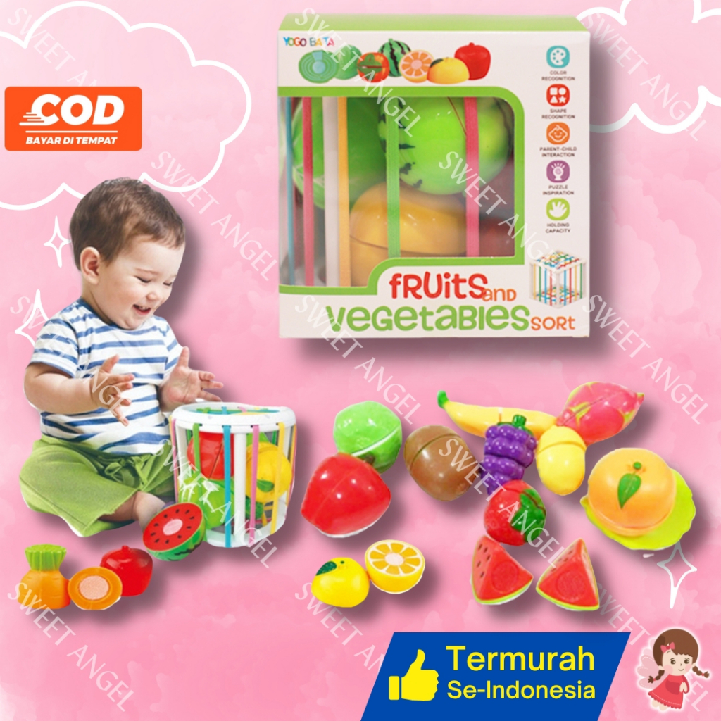 Jual Mainan anak buah dan sayur potong box YE1/YE2 - 1 SET Fruit ...