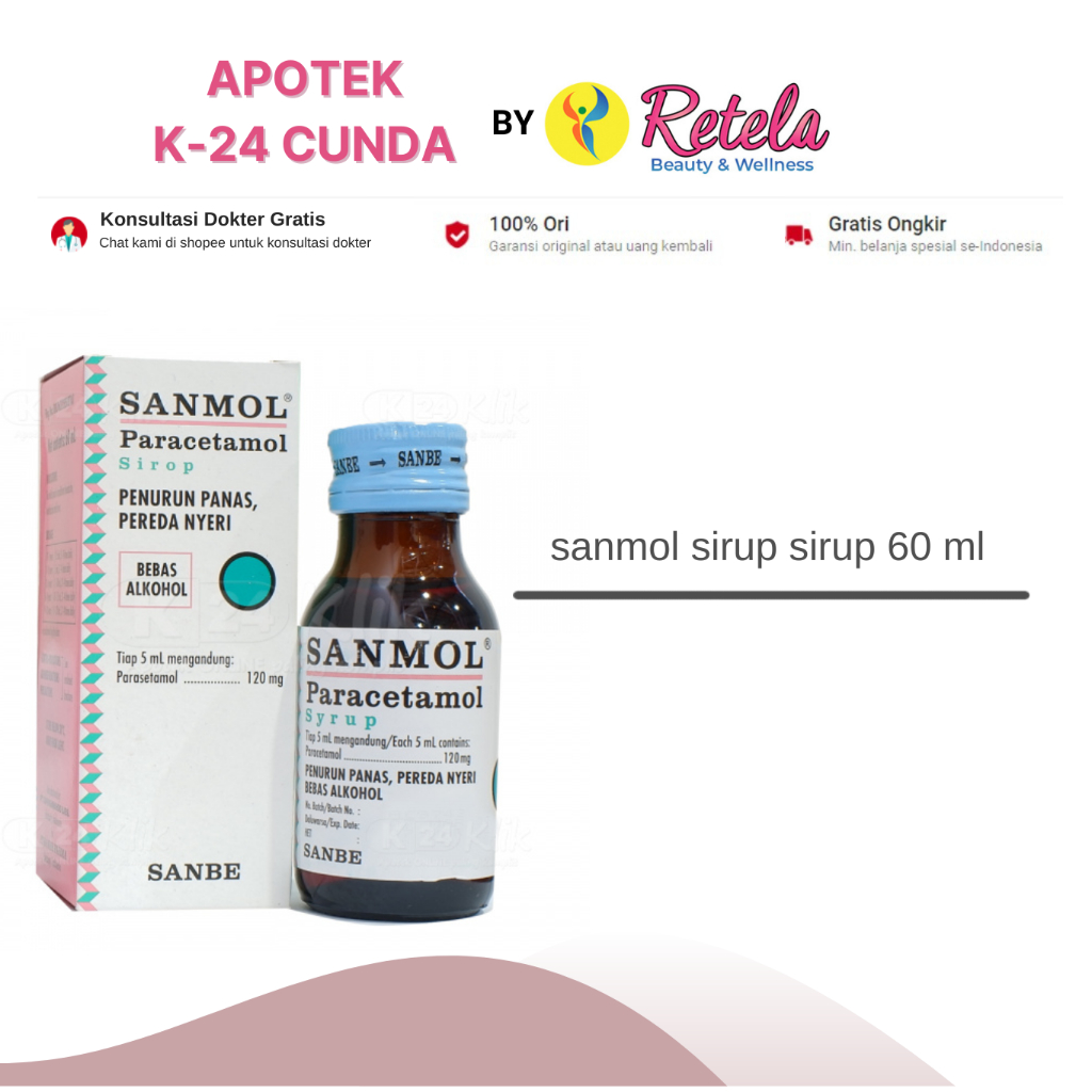 Jual Sanmol Syrup Sirup 60 ml (2 Botol) / Paracetamol / Pereda Nyeri ...
