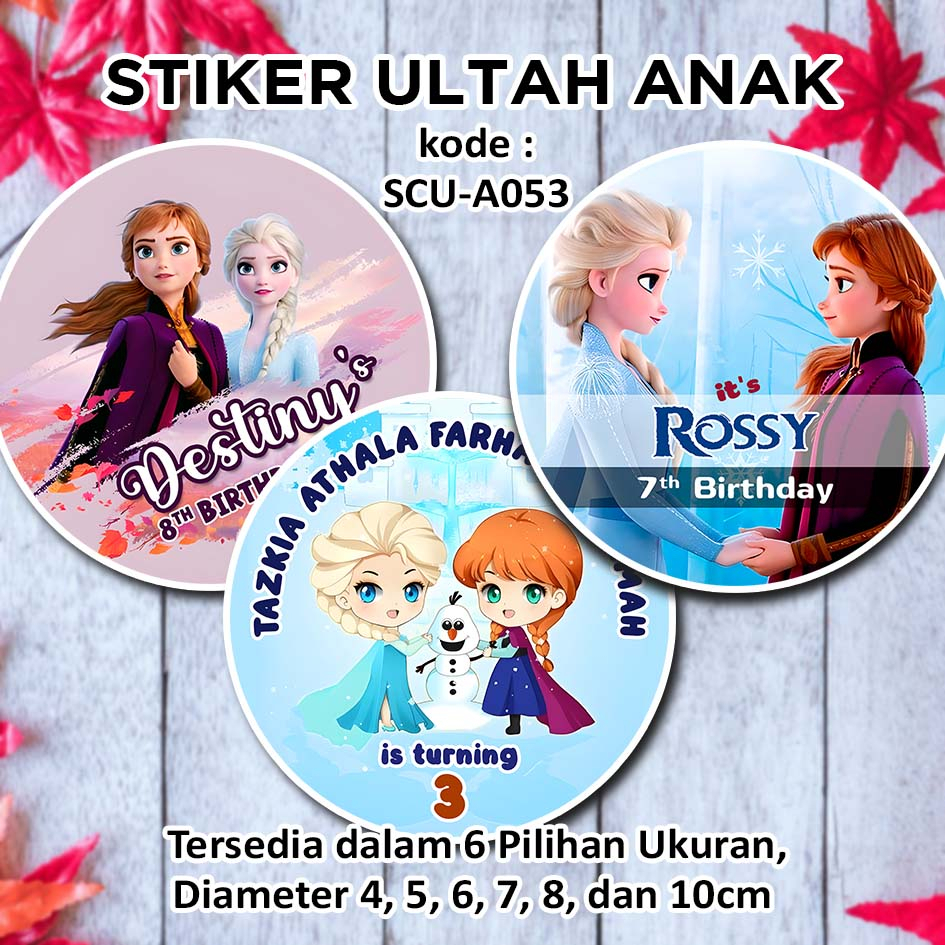 Jual STIKER ULTAH ANAK FROZEN ELSA ANNA OLAF STICKER LABEL ULANG TAHUN ...