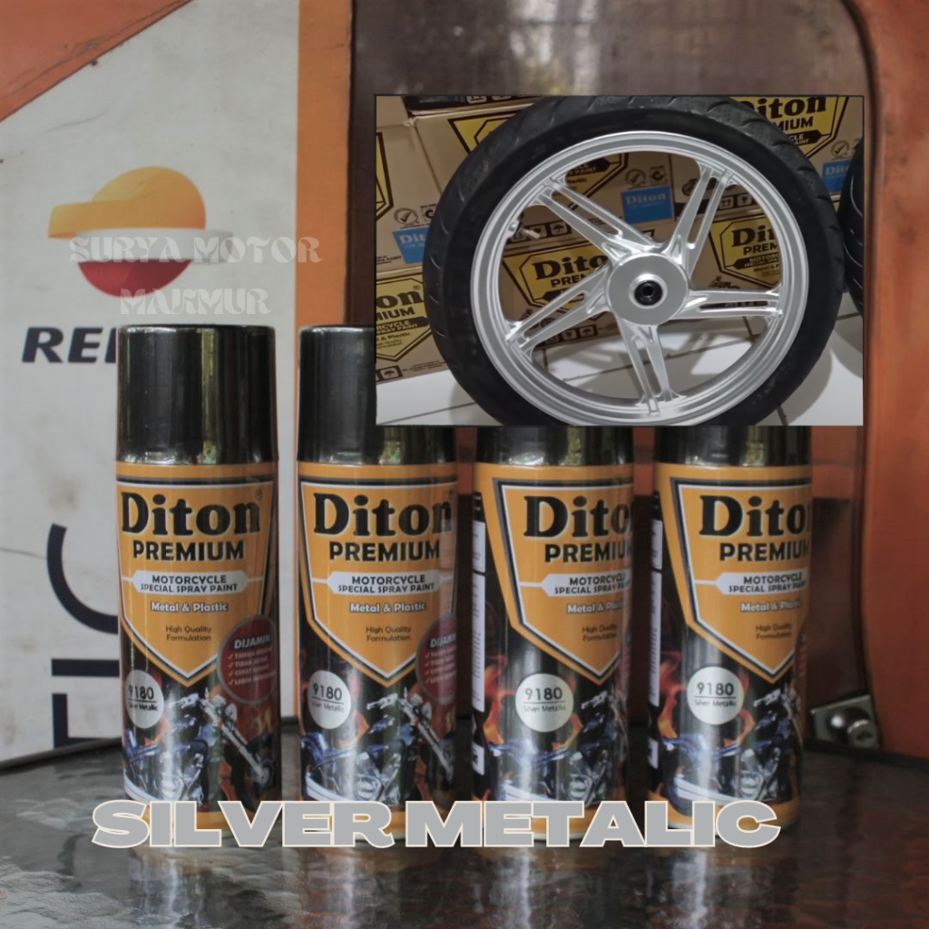 Jual Pilok / Pilox Diton Premium 9180 Silver Metalic Cat Semprot | Shopee Indonesia