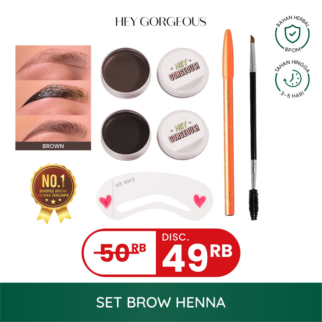 Jual HEY GORGEOUS Set Brow Henna / Henna Alis Hey Gorgeous - Halal ...