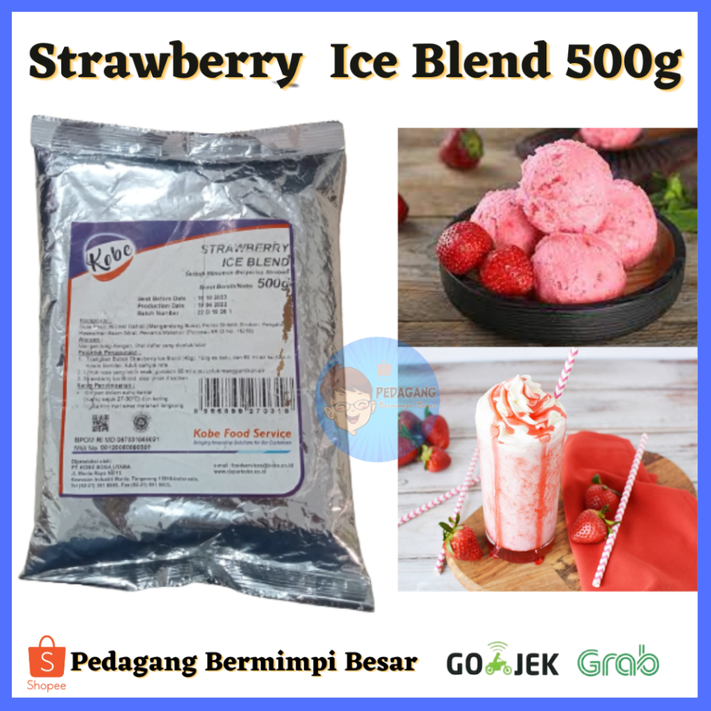 Jual Kobe Strawberry Ice Blend 500g/ MILKSHAKE STRAWBERRY/ minuman ...