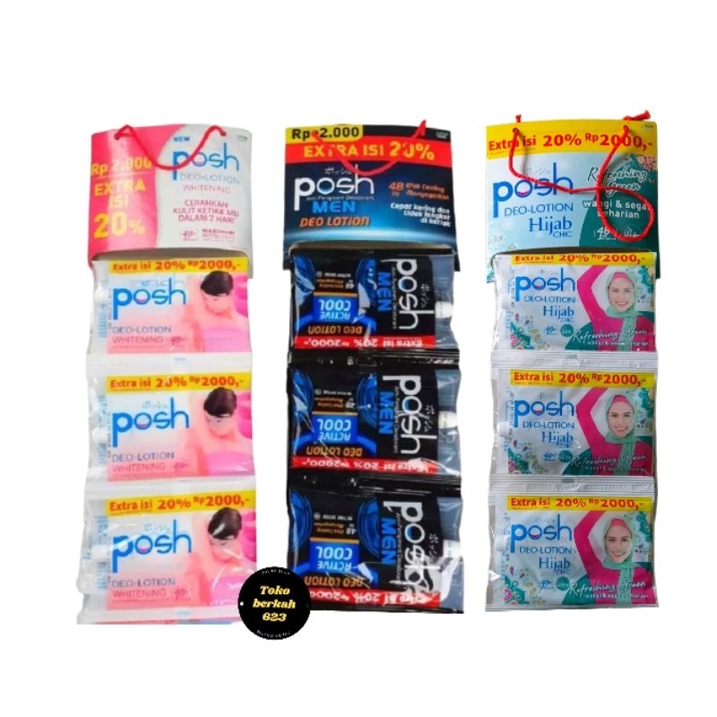 Jual POSH DEO-LOTION 1 Renceng Isi 12 + 2 Sachet | Shopee Indonesia