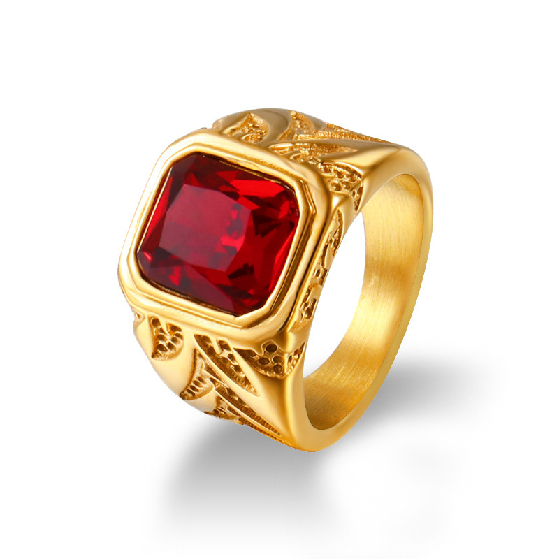 Jual Cincin Batu Pria Merah Emban Lapis Emas Kristal Zircon Mewah Ring ...