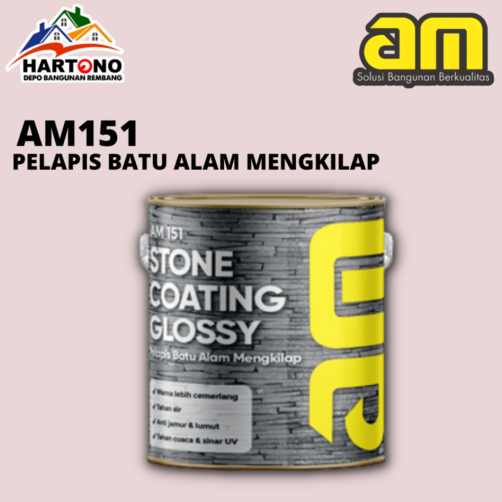 Jual Cat batu alam AM 151 Stone coating Glossy 1Liter kilap coating ...