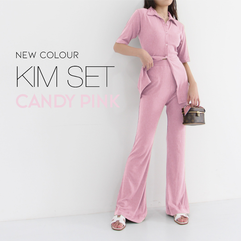 Jual KIM SET | Setelan Wanita Oneset Knit Rib Premium Shirt Pants Baju ...