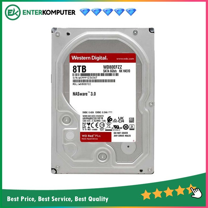 Jual WDC 8TB SATA3 128MB - Red Plus - WD80EFZZ (For NAS) / Harddisk ...