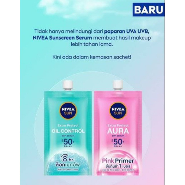 Jual [1 sachet] Nivea sunscreen spf 50 +++ instan aura oil control 7ml ...
