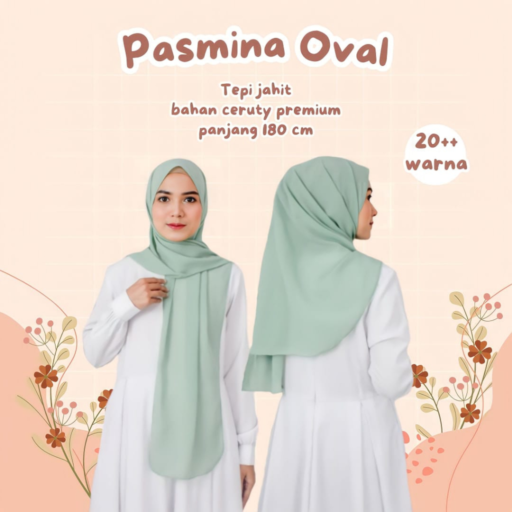 Jual HIJAB PASMINA CERUTTY OVAL KEKINIAN TERBARU | Shopee Indonesia