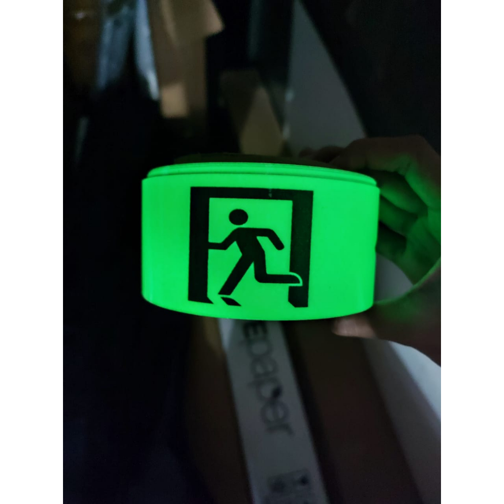 Jual Safety Sticker Roll Strip Glow In The Dark Exit Sign IMO Custom ...