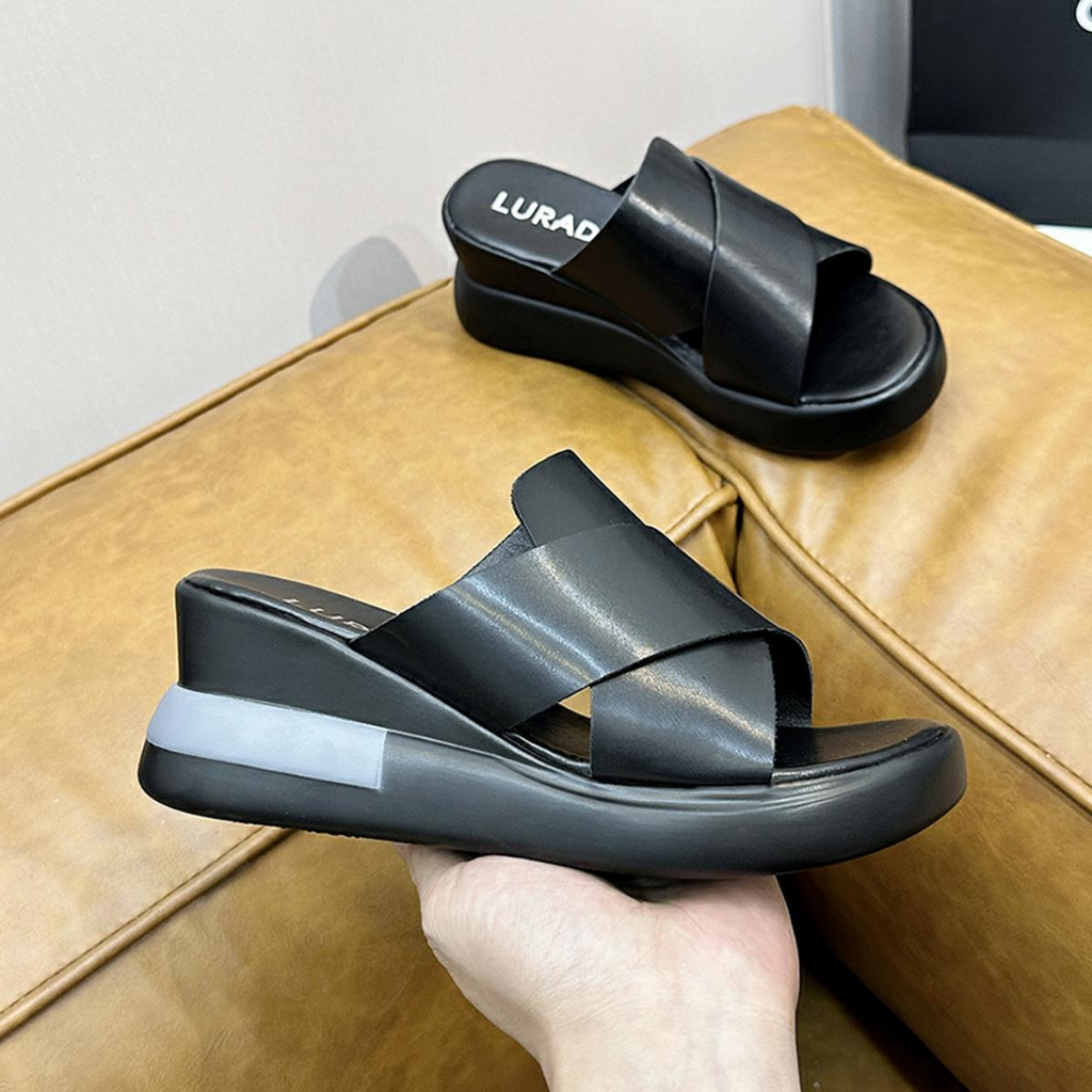 Jual LURAD Sandal Wanita Wedges Sandal Fashion Wedges Hitam Sepatu ...