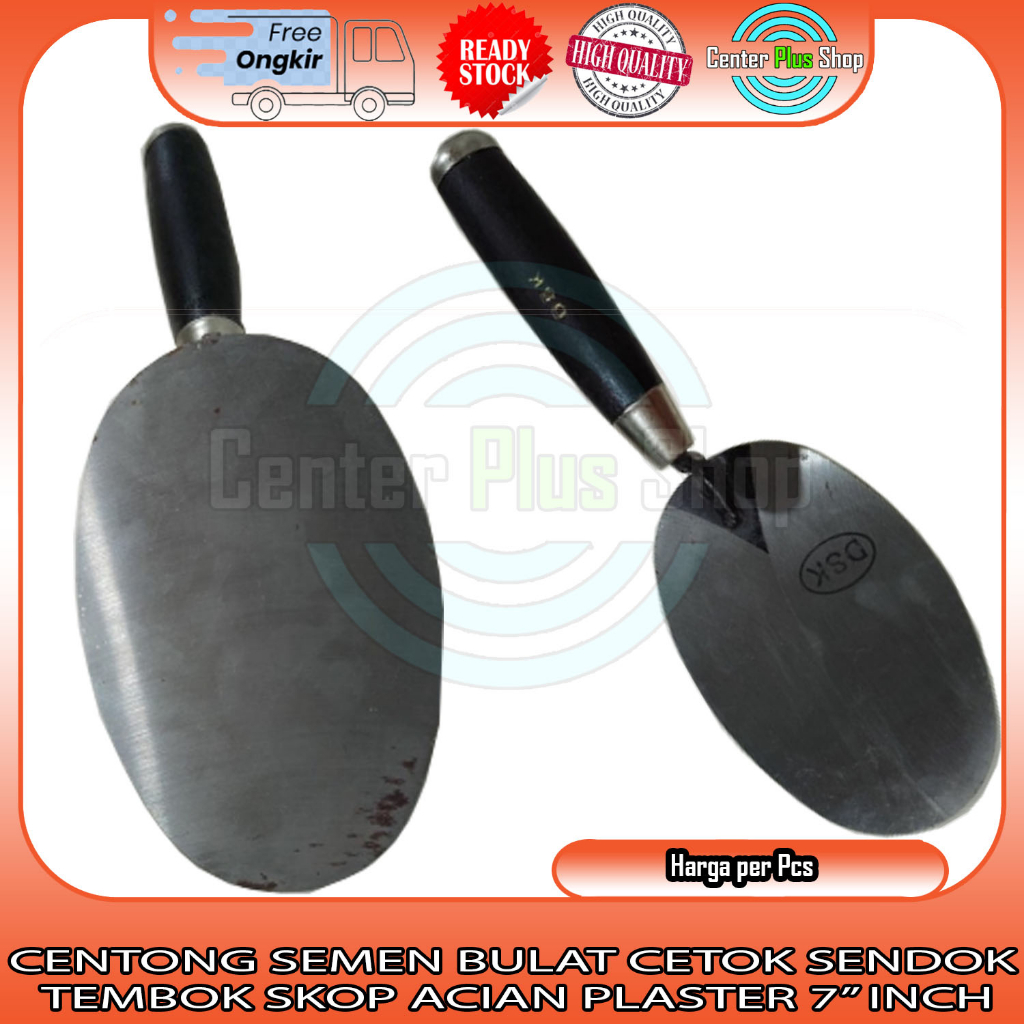 Jual Sendok Semen Bulat 7” In Inci Inch Inchi Gagang Fiber Centong Cetok Adukan Aduk Pasir Skop