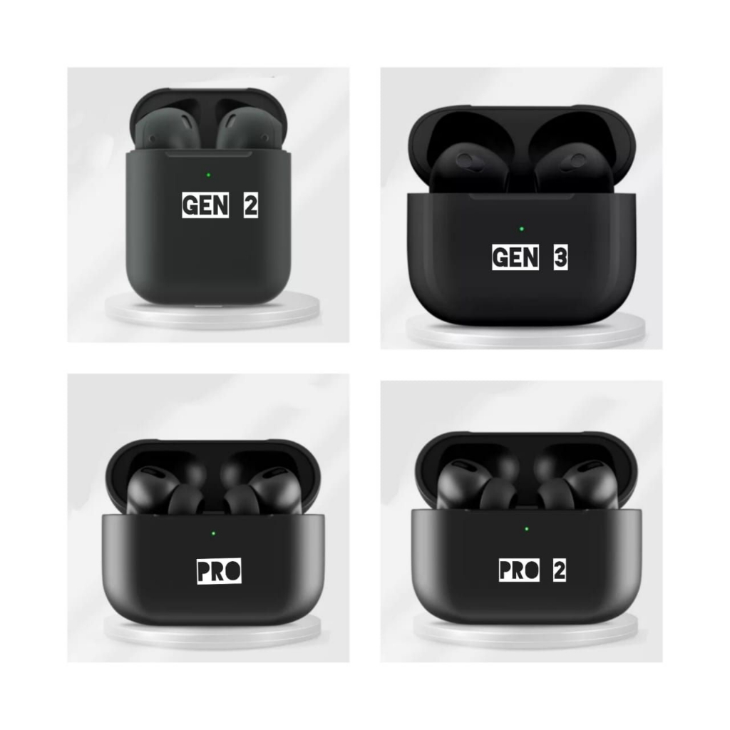 Jual Airpod Bluetooth Gen 2 Gen 3 Pro Pro 2 Black Edition | Shopee ...