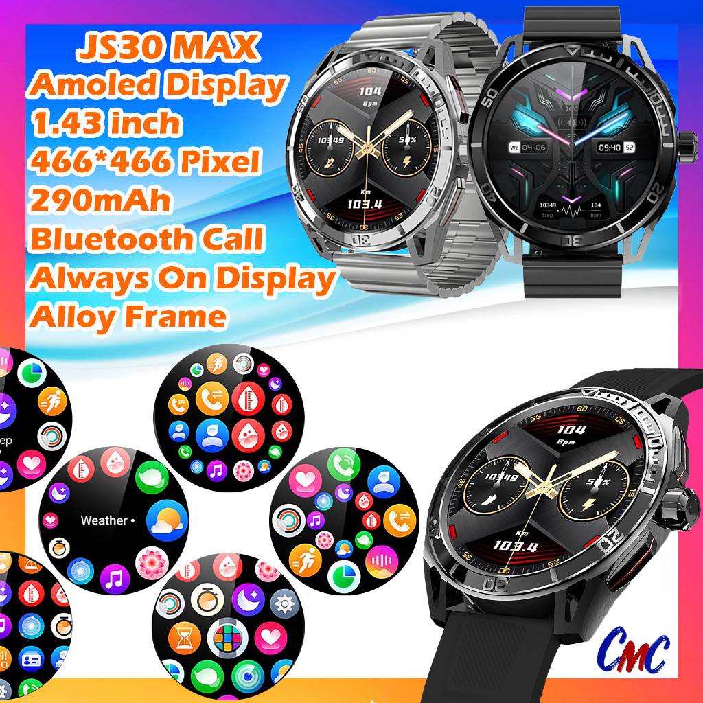 Jual JS30 Max AMOLED Smartwatch 1.43 inch Always On Display Jam Tangan Watch | Shopee Indonesia