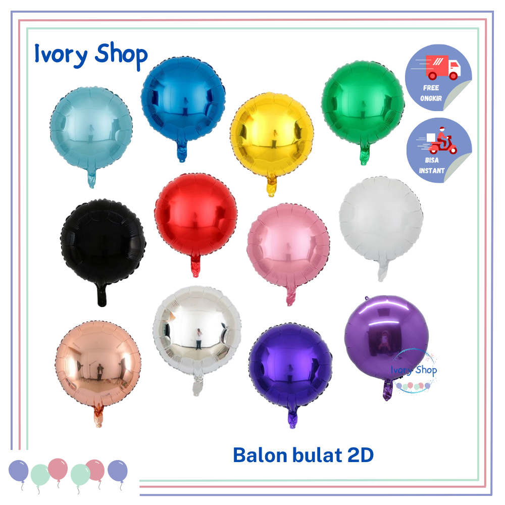 Jual Balon Foil Bulat 45 cm Polos 18 inch Round balloon 2D | Shopee ...