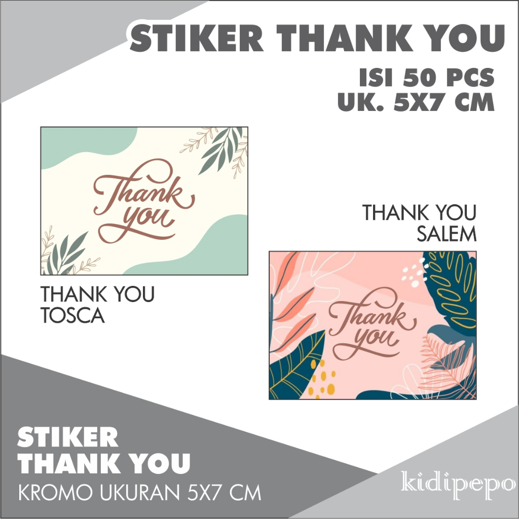 Jual STIKER THANK YOU UKURAN 7 x 5 CM - ISI 50 LEMBAR | Shopee Indonesia