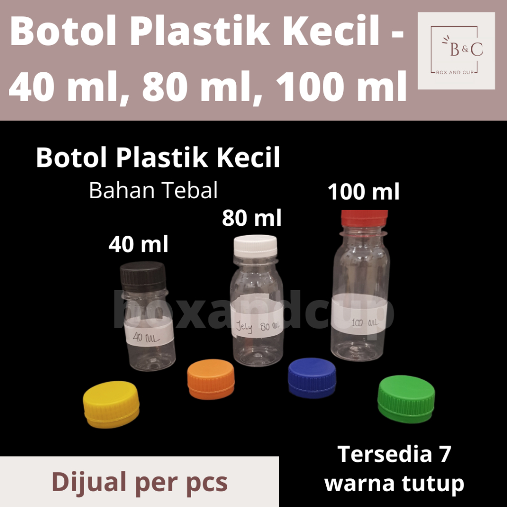 Jual Botol Plastik Kecil Bening Tebal Ukuran 40 ml, 80 ml, 100 ml untuk ...