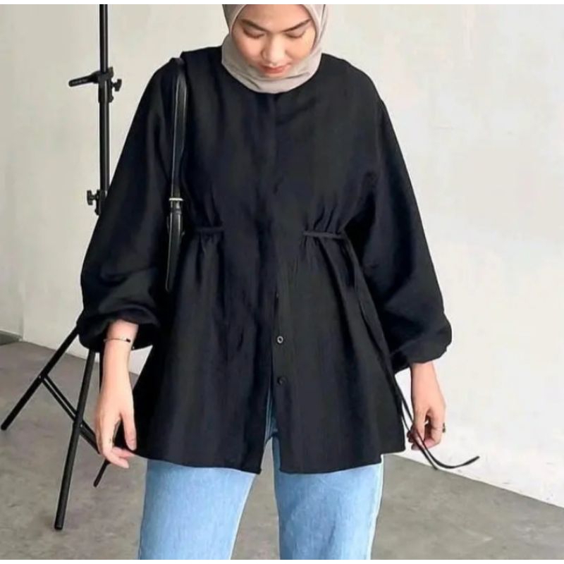 Jual ALESA Blouse Semi Tunik Polos Linen Premium | Shopee Indonesia