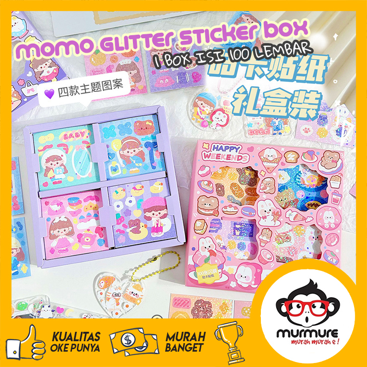 Jual MURMURE | STICKER BOX ISI 100 LEMBAR STICKER MOMO GLITTER 100PCS ...