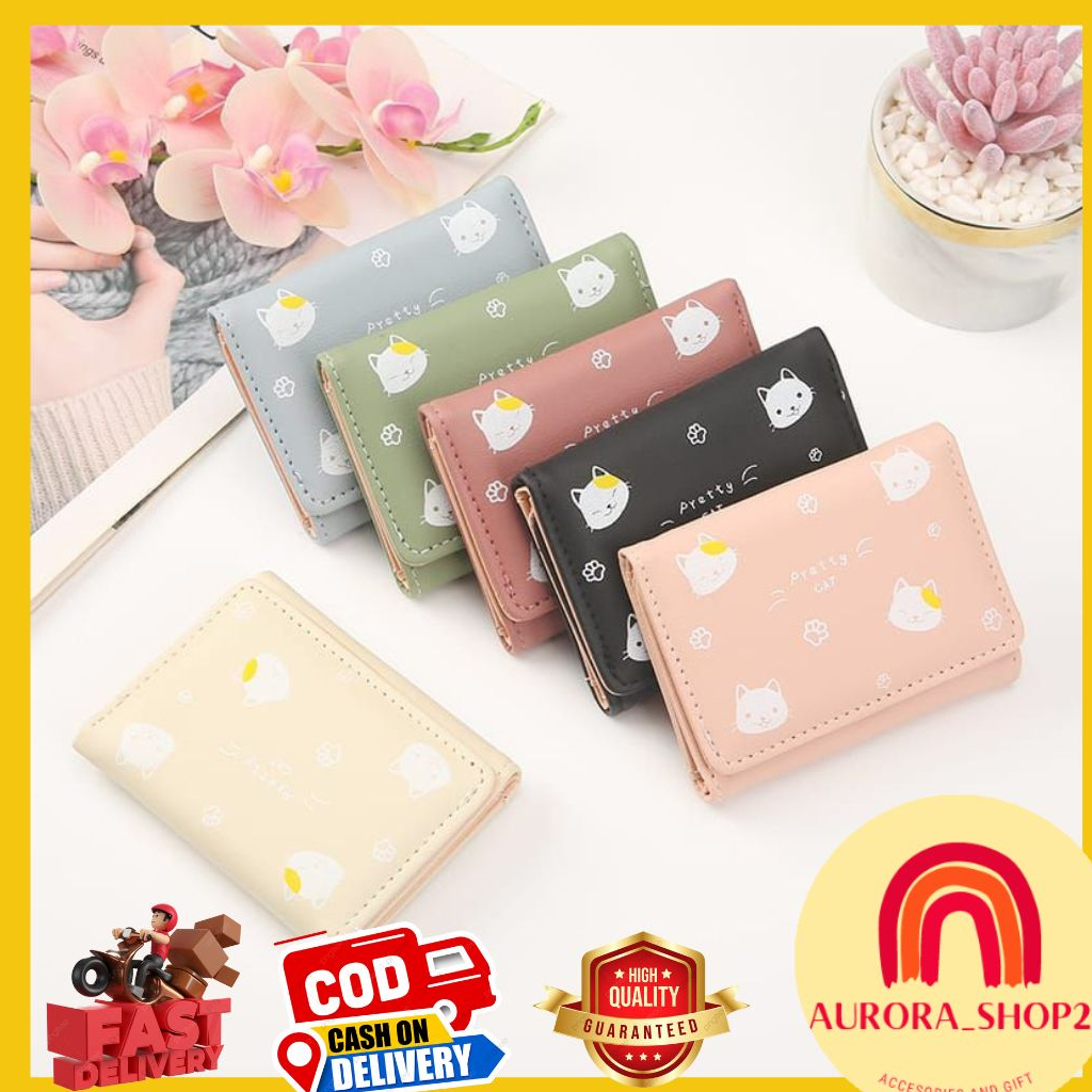 Jual [COD] DOMPET LIPAT MINI WANITA LUCU CUTE MOTIF KUCING CAT PRINT ...