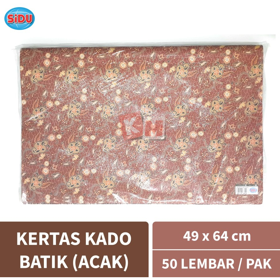 Jual Kertas Bungkus Kado Motif Batik SIDU 1 Pak Isi 50 Lembar Sinar ...