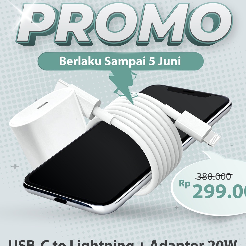Jual Promo Cable USB-C to Lightning dan Power adapter type C 20watt ...